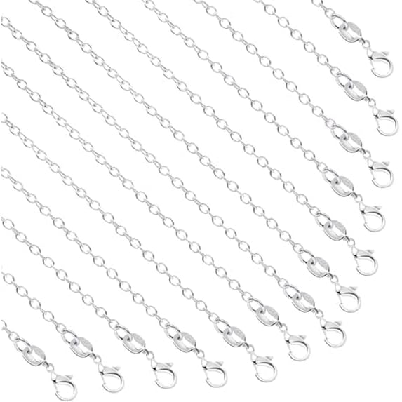 30 Pack Necklace Chains, Silver Necklace Chain Bulk Plated Cable Chain ...