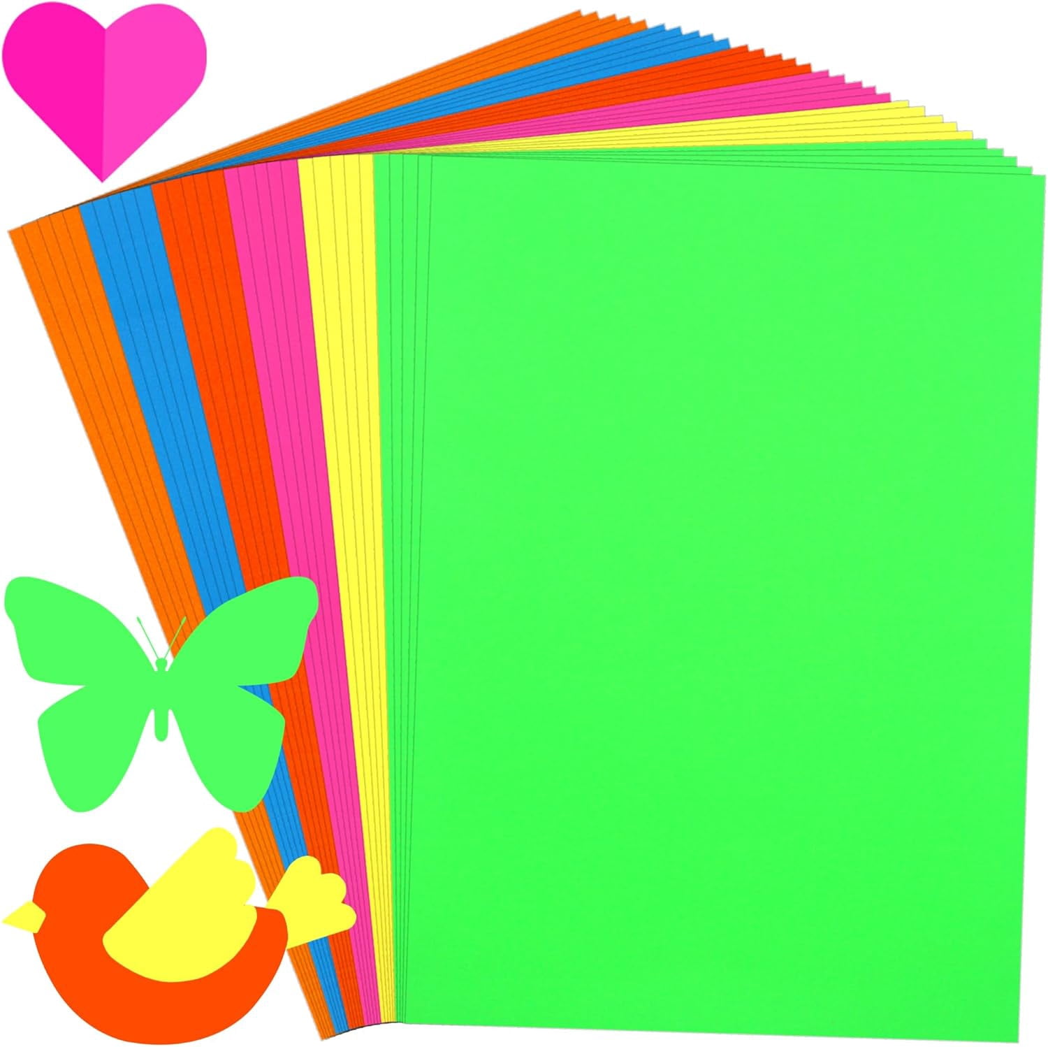 30 Pack Neon Paper Sheets Colored Poster Boards Fluorescent Bright A4 ...