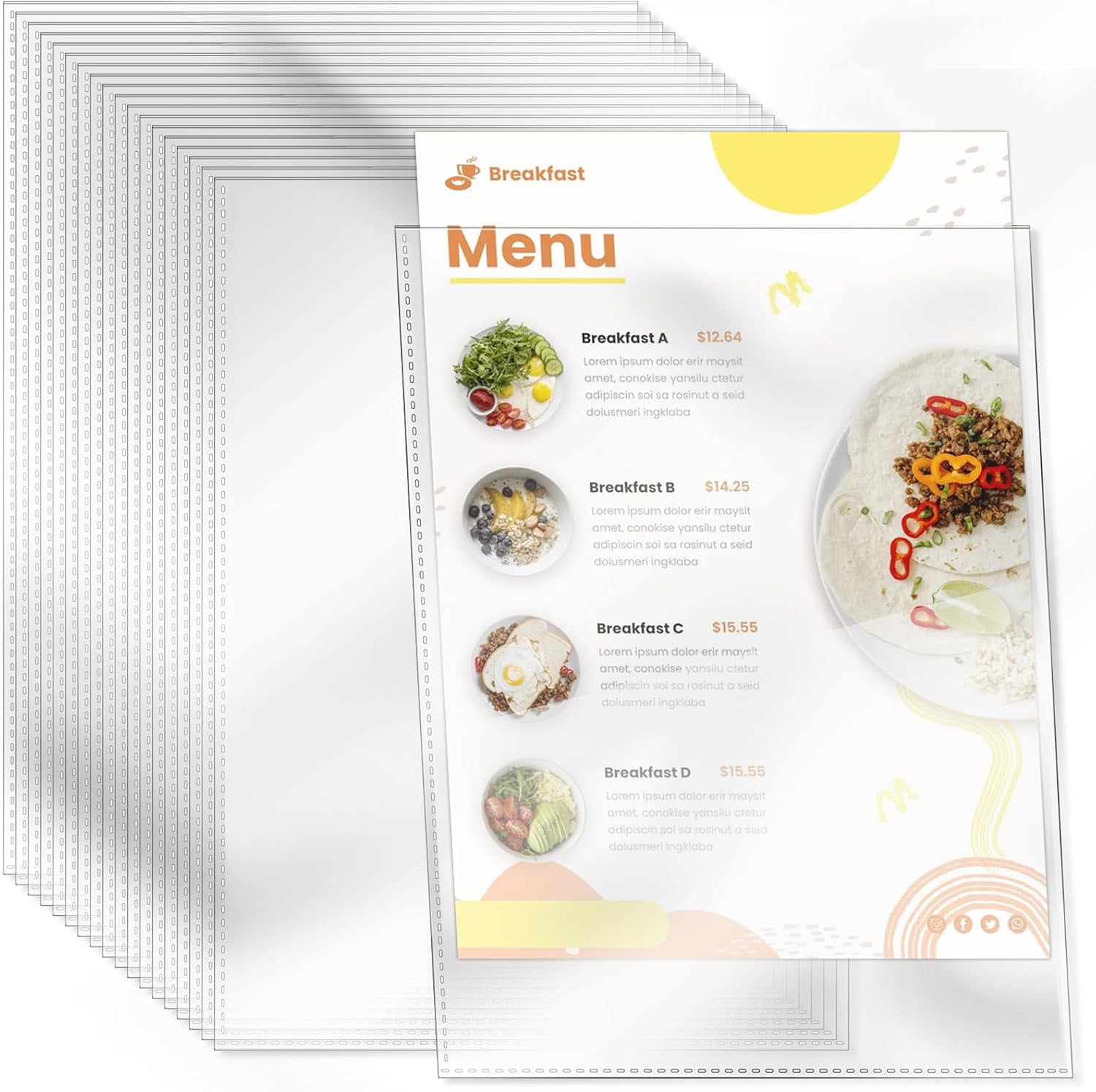 30 Pack No Holes Sheet Protectors, 8.5" x 11", Letter Size Heavy Duty ...