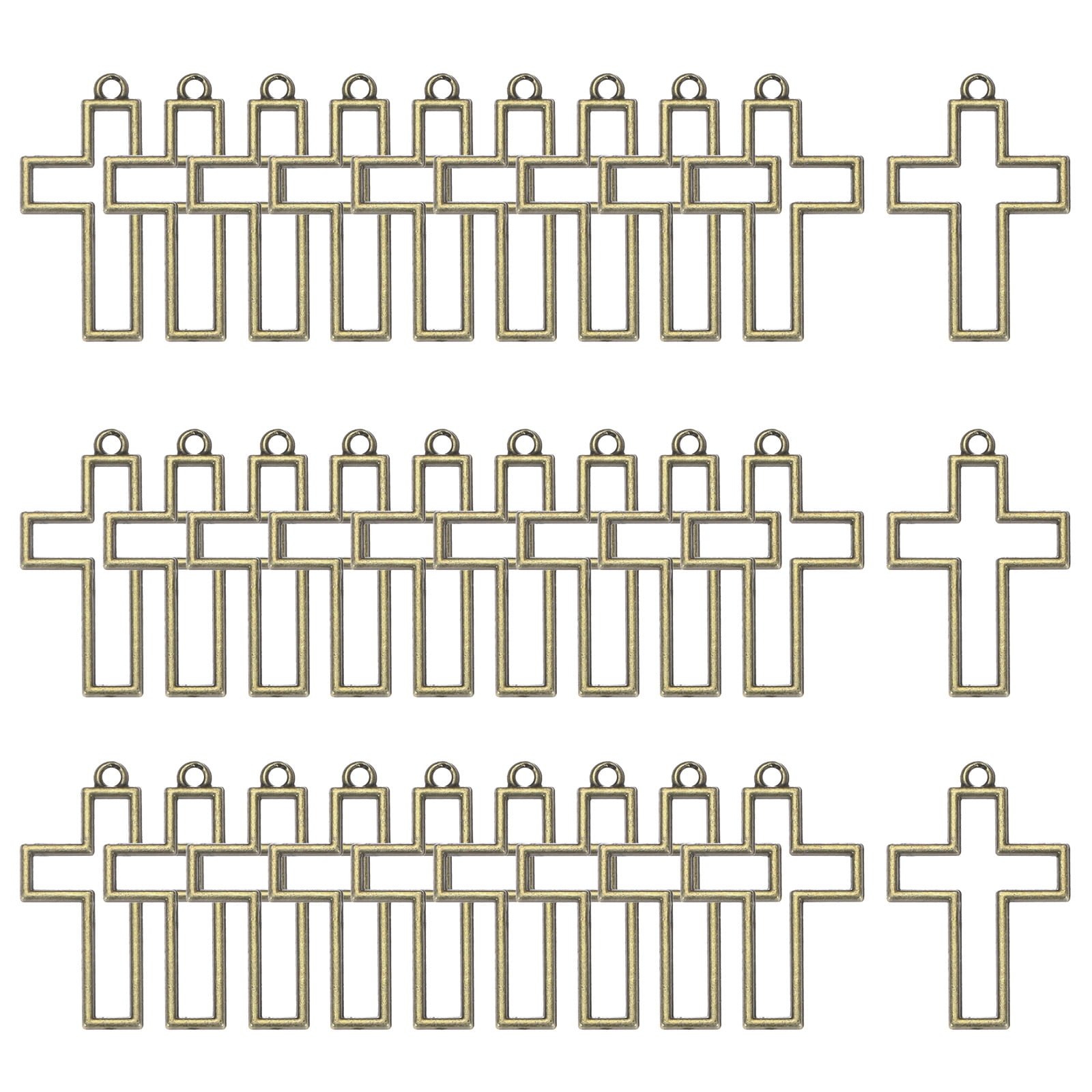 30-Pack Open Bezels for Resin, Cross Shape Open Back Bezel Pendants for ...
