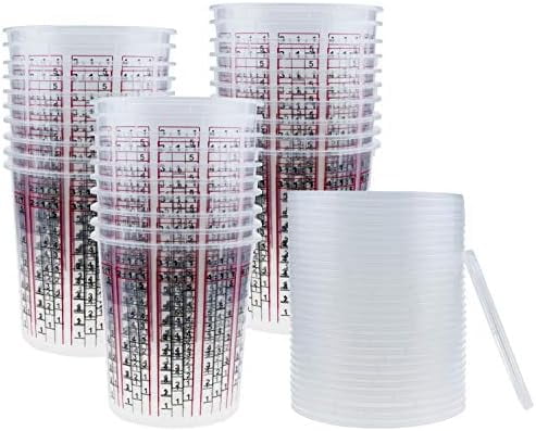 30 Pack Paint Mix Cups with Lids, 32 Ounce Plastic Paint and Epoxy ...