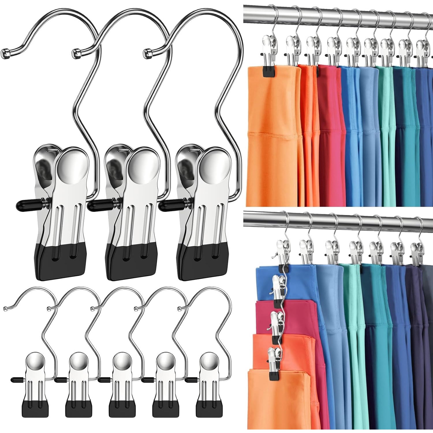 30 Pack Pants Hangers with Clip,Legging Organizer for Closet Hanging ...