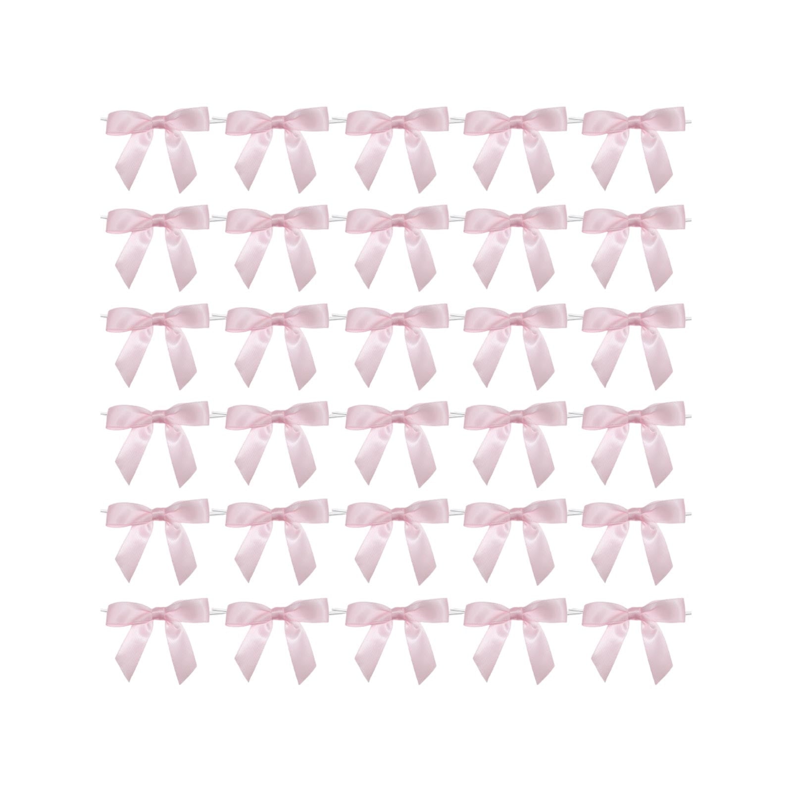 30 Pack Pink Satin Ribbon Twist Tie Bows for Treat Bags, Gift Bags, Bakery Candy Bags and ...