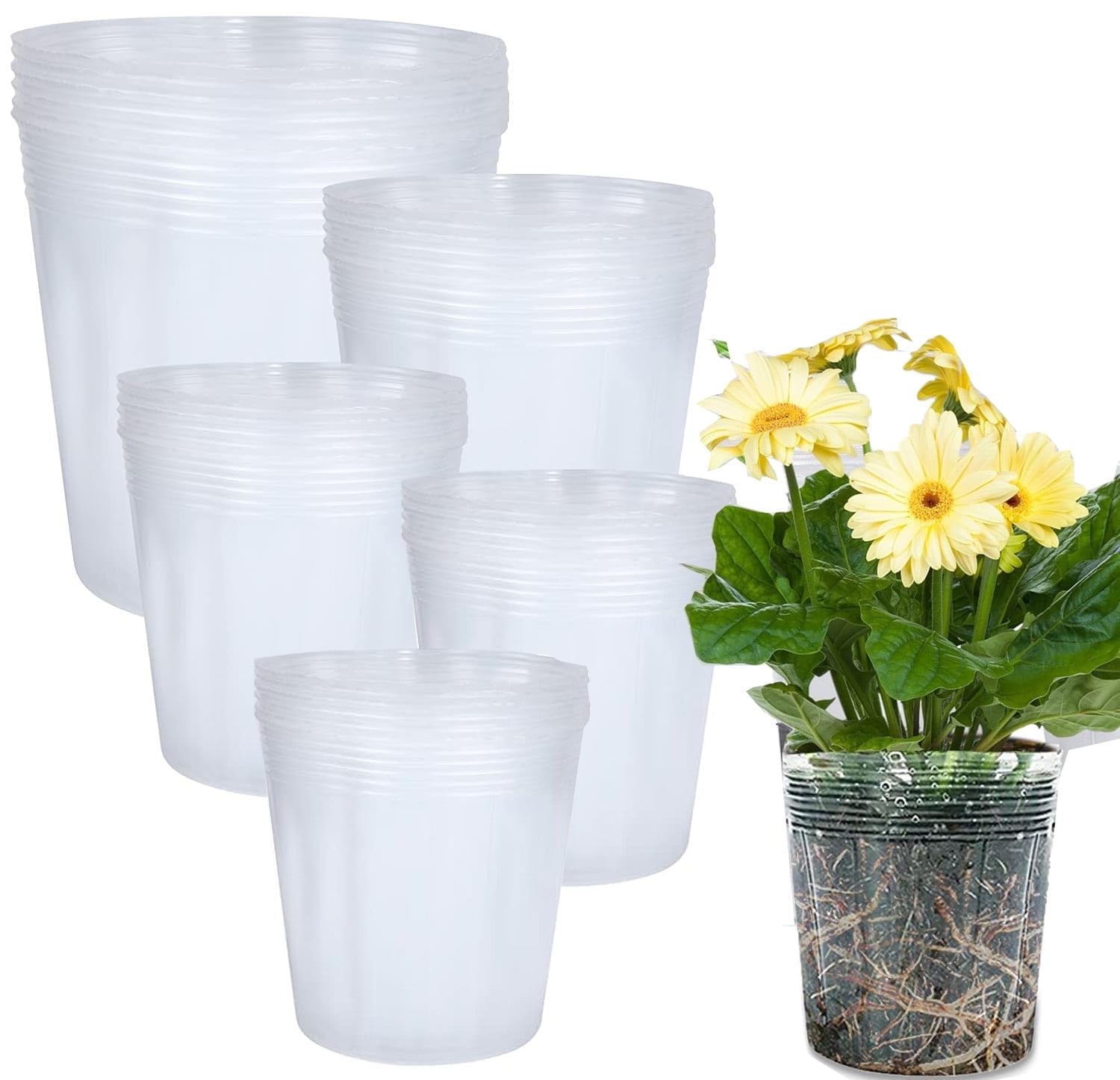 30 Pack Plant Nursery Pots,Plastic Planter with Drainage Hole,Plastic ...