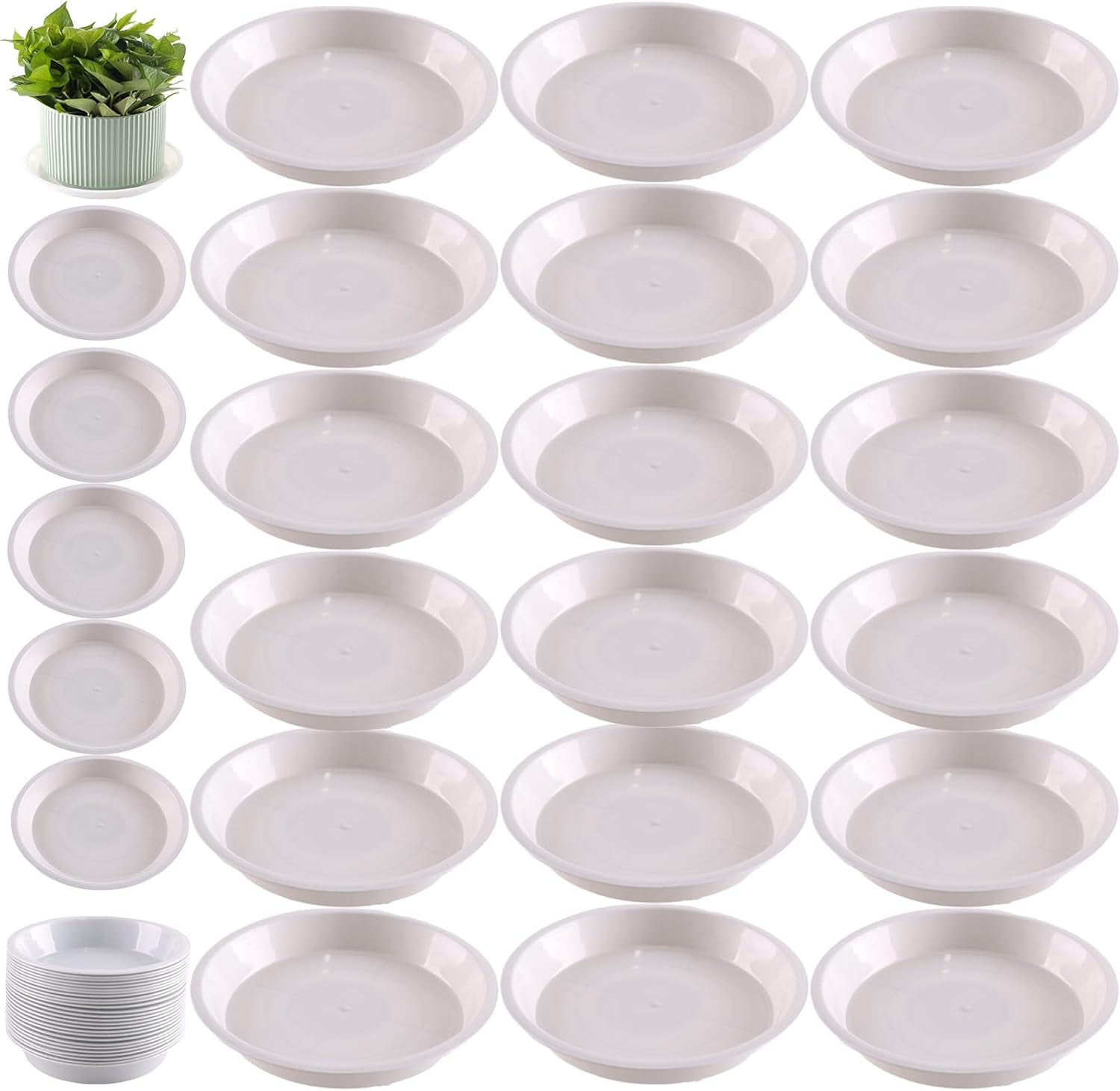 30 Pack Plant Saucer 10 Inches Plant Trays for Pots Plastic Round Drip ...