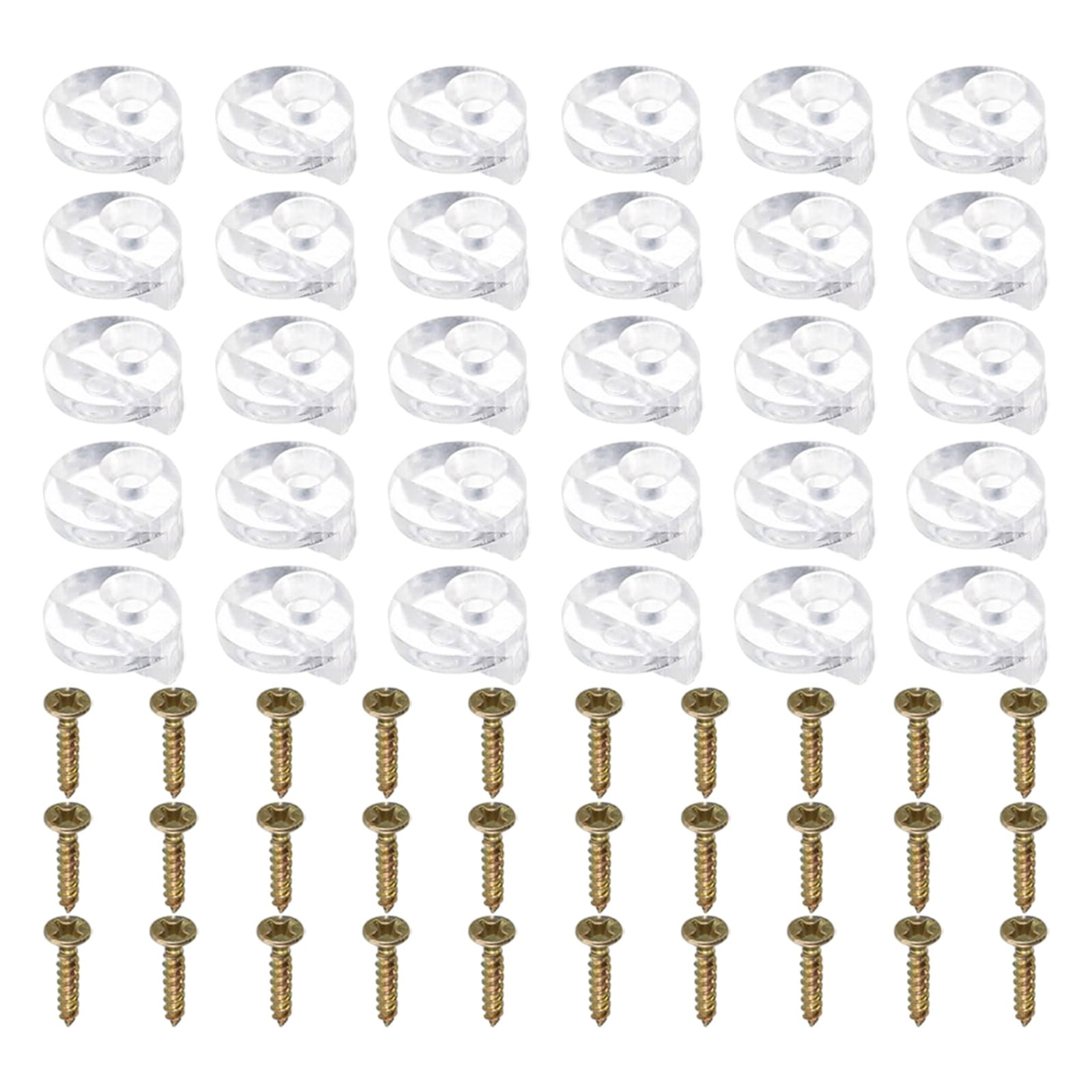 30 Pack Plastic Glass Retainer Clips Kit with Screws for Cabinets and ...