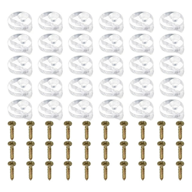 30 Pack Plastic Glass Retainer Clips Kit with Screws for Cabinets and ...