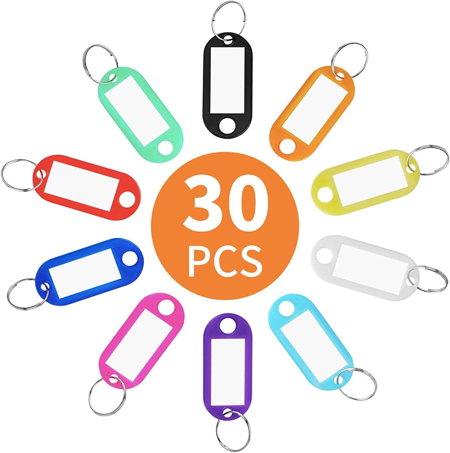30 Pack Plastic Key Tags, Key Labels with Ring and Label Window, 10 ...