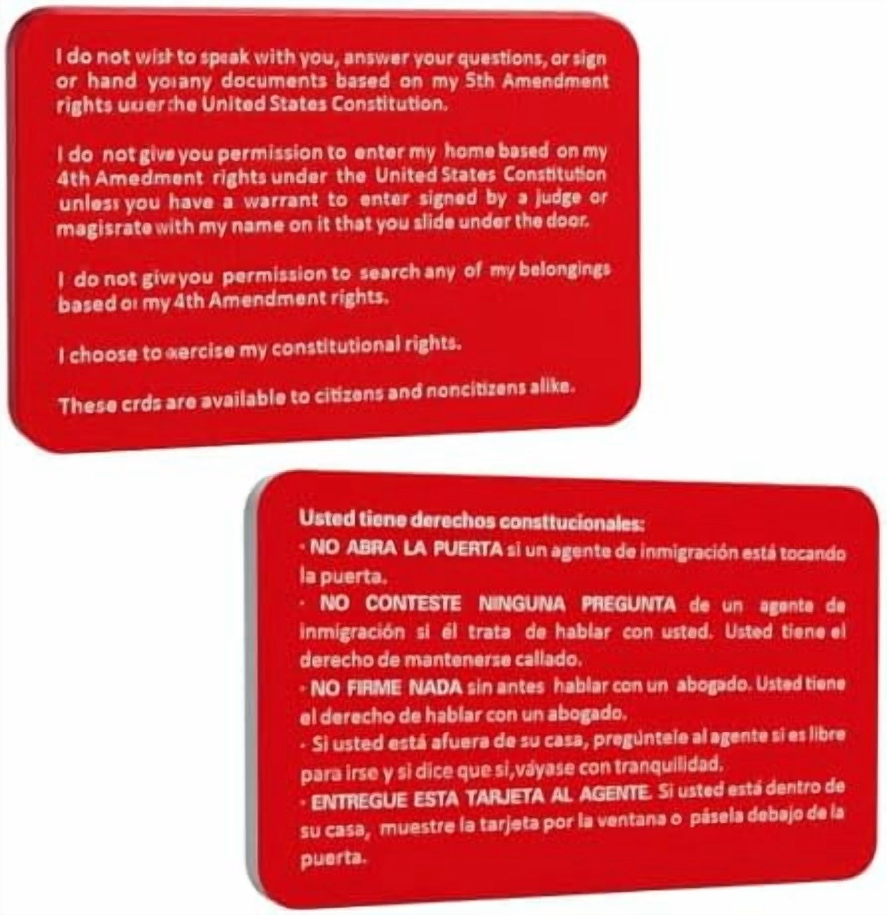 30 Pack Plastic Know Your Rights Immigration Red Card - Constitutional ...