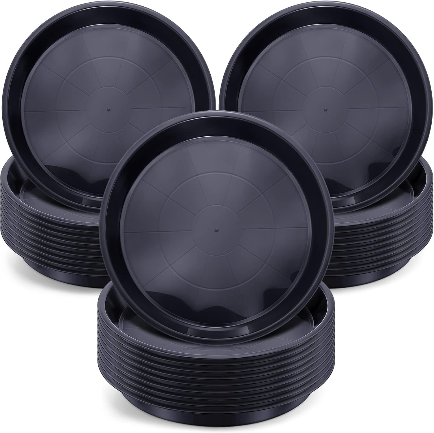 30 Pack Plastic Plant Saucer Round Drip Trays Black Flower Pot Saucers ...