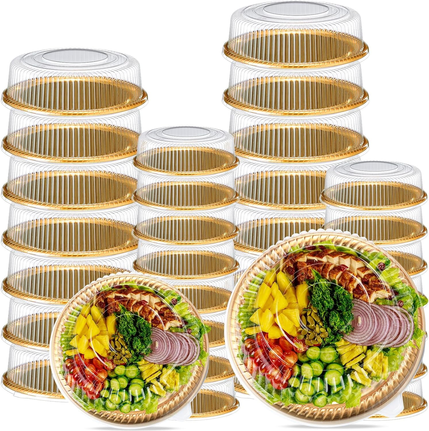 30 Pack Plastic Serving Tray with Lid Disposable Platters Heavy Duty ...