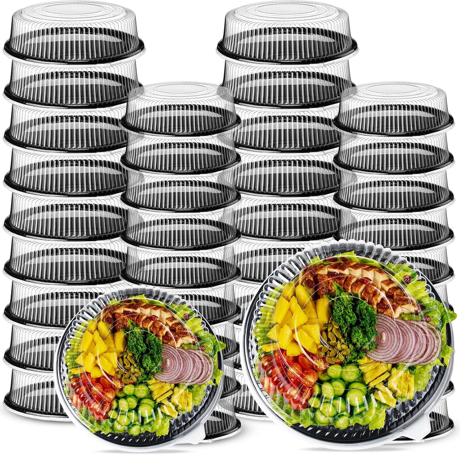 30 Pack Plastic Serving Tray with Lid Disposable Platters Heavy Duty ...