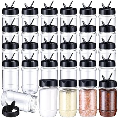 30 Pack Plastic Spice Jars with Shaker Lids Clear Seasoning Containers ...