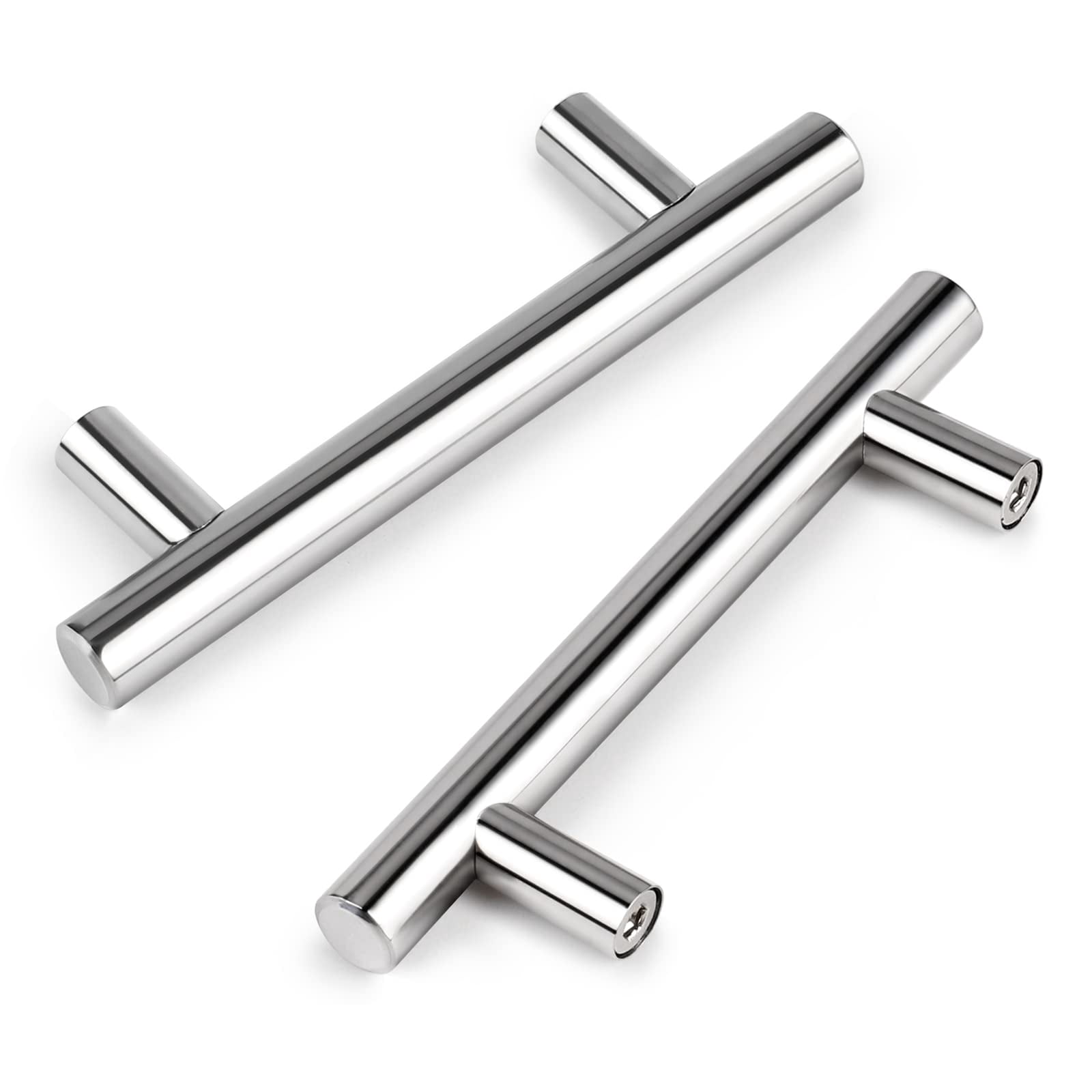30 Pack Polished Chrome Drawer Pulls 3-3/4" Hole Center, T Bar ...