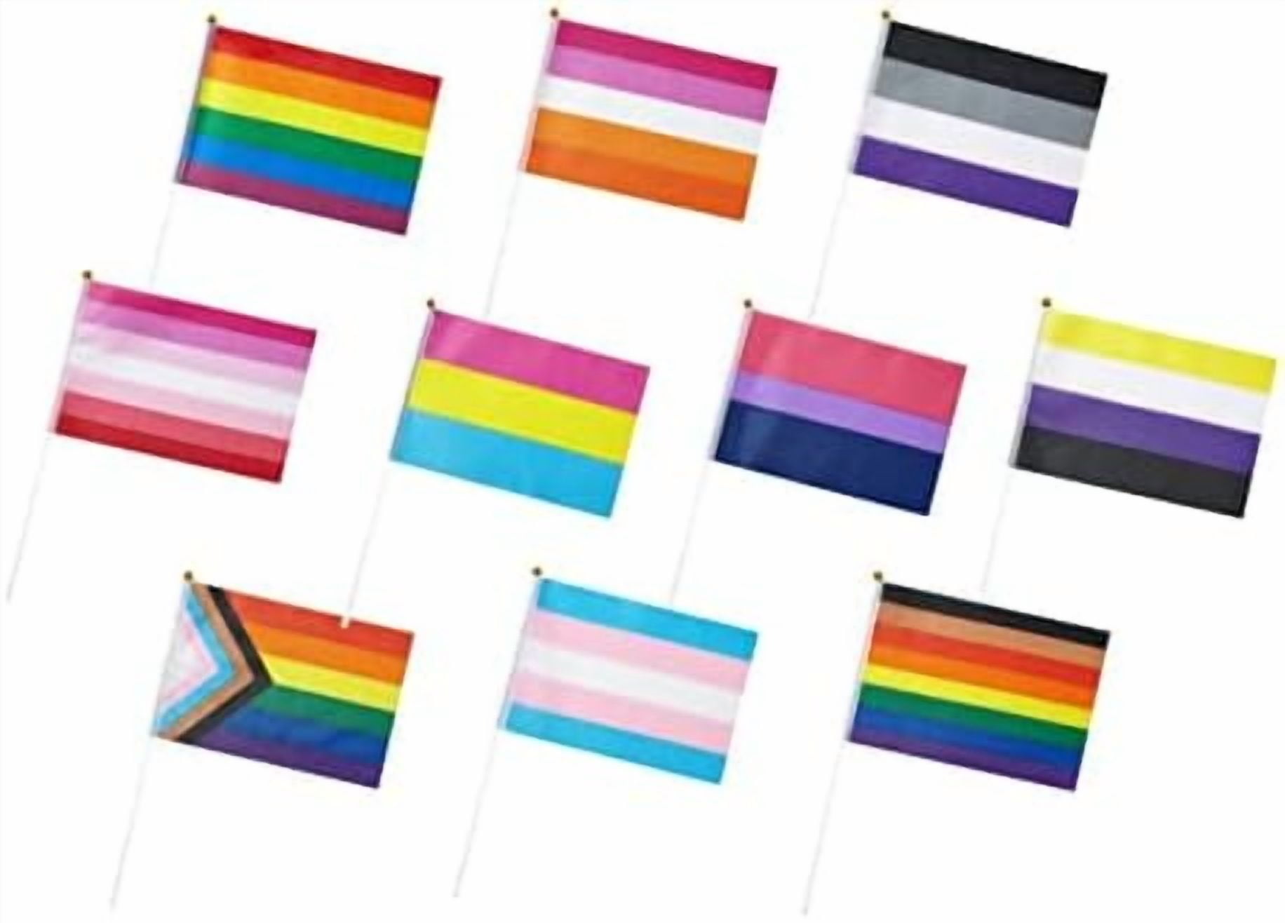 30 Pack Pride Rainbow Flags Set Gay LGBT Small Mini Hand Held Stick ...