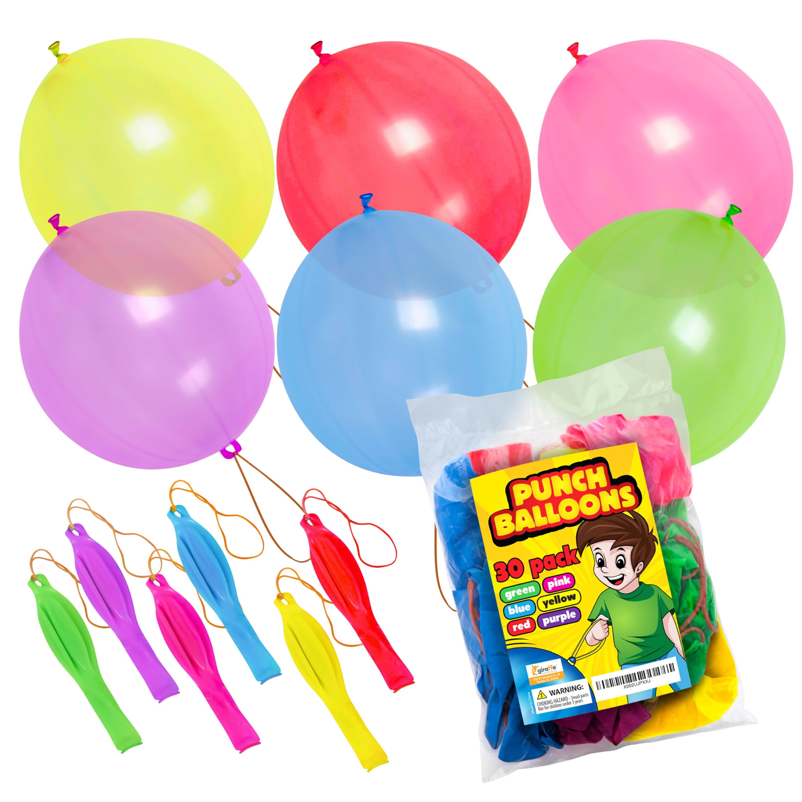 30-Pack Punch Balloons for Kids - Back-to-School Party Favors, Summer ...