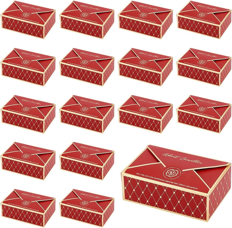 30 Pack Red Wedding Favor Boxes 4.1x2.75x1.37 Inch Candy Box Envelope ...