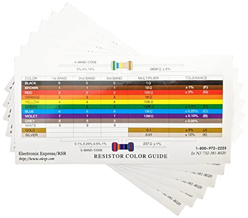 30 Pack Resistor Color Code Guide Cards for Standard and Precision ...