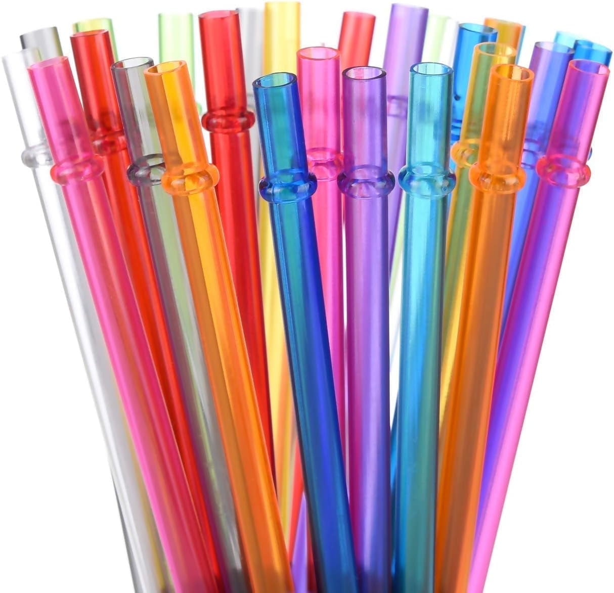 30-Pack Reusable Plastic Drinking Straws, 10.5 inches Long Colored ...