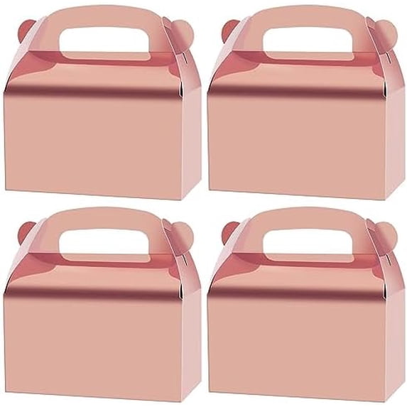 30-Pack Rose Gold Party Favor Treat Boxes, Goodie Gable Paper Gift ...
