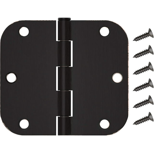 30 Pack Rounded Door Hinges 3.5 x 3.5 inch, 5/8 Radius, Oil Rubbed ...