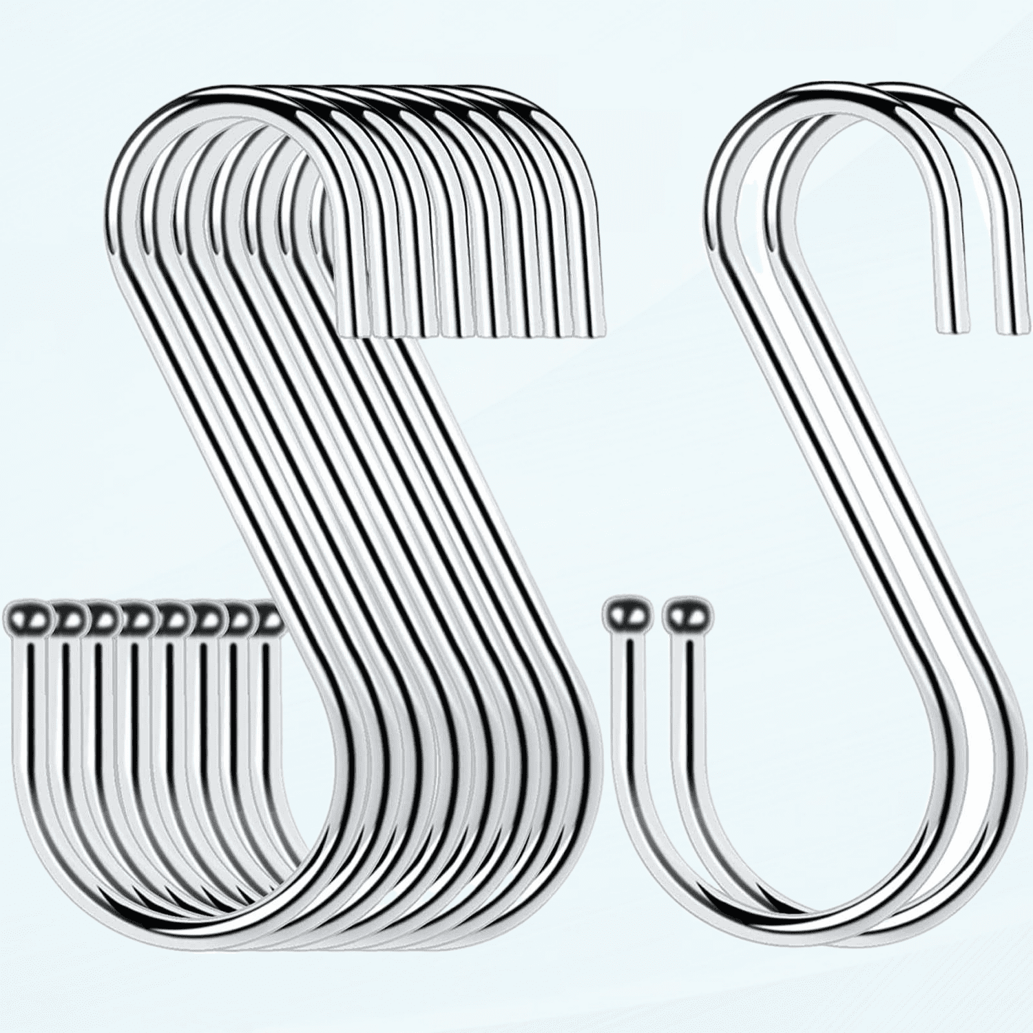 30 Pack S Hooks for Hanging Closet, Heavy Duty S Hooks Silver Metal S ...