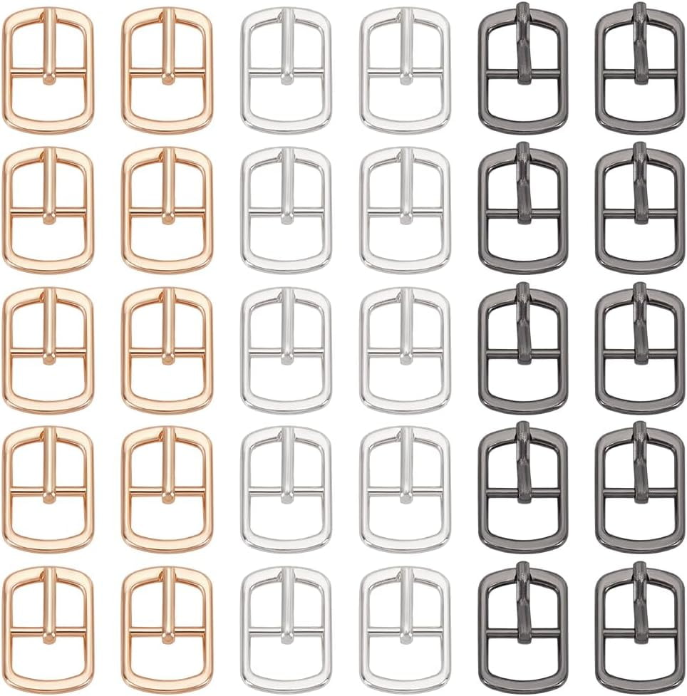 30 Pack Single Prong Pin Shoes Buckles, Rectangular Metallic Metal ...