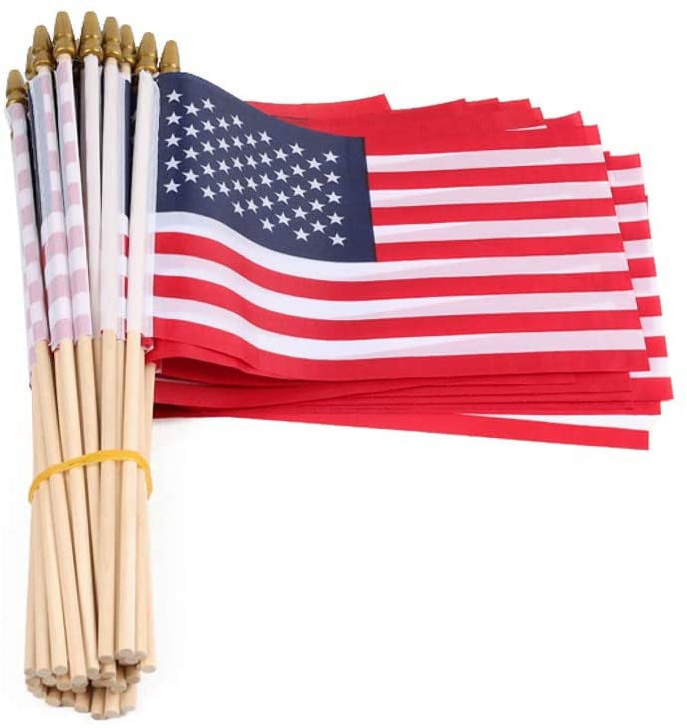 30 Pack Small American Flags on Stick 5x8 Inch Mini US Flags American ...