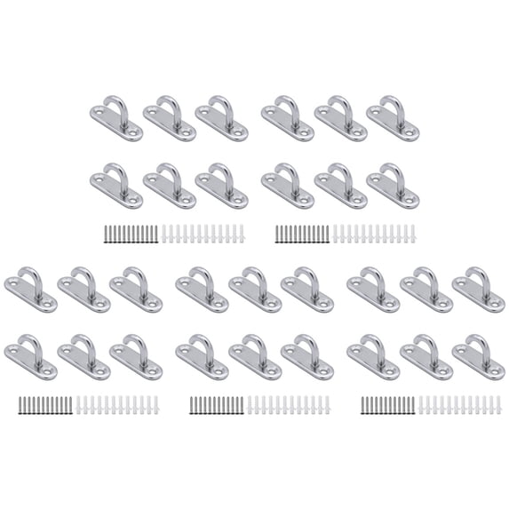 30 Pack Stainless Steel Ceiling Hooks M5 Oval Open Hooks Pad Eye Plate ...