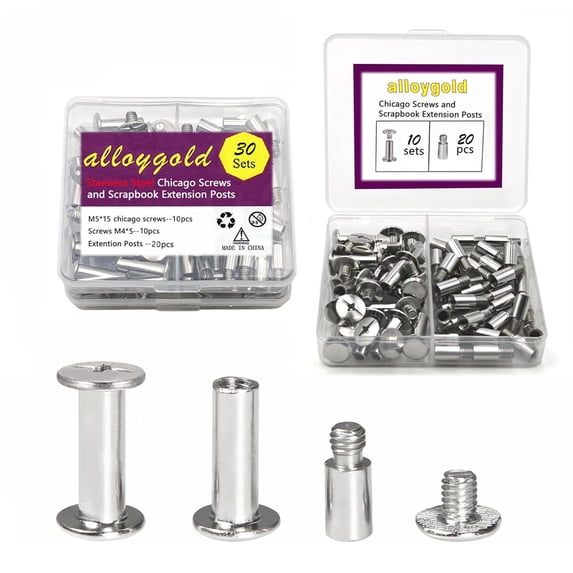 30 Pack Stainless Steel Chicago Screws and Scrapbook Extension Album ...
