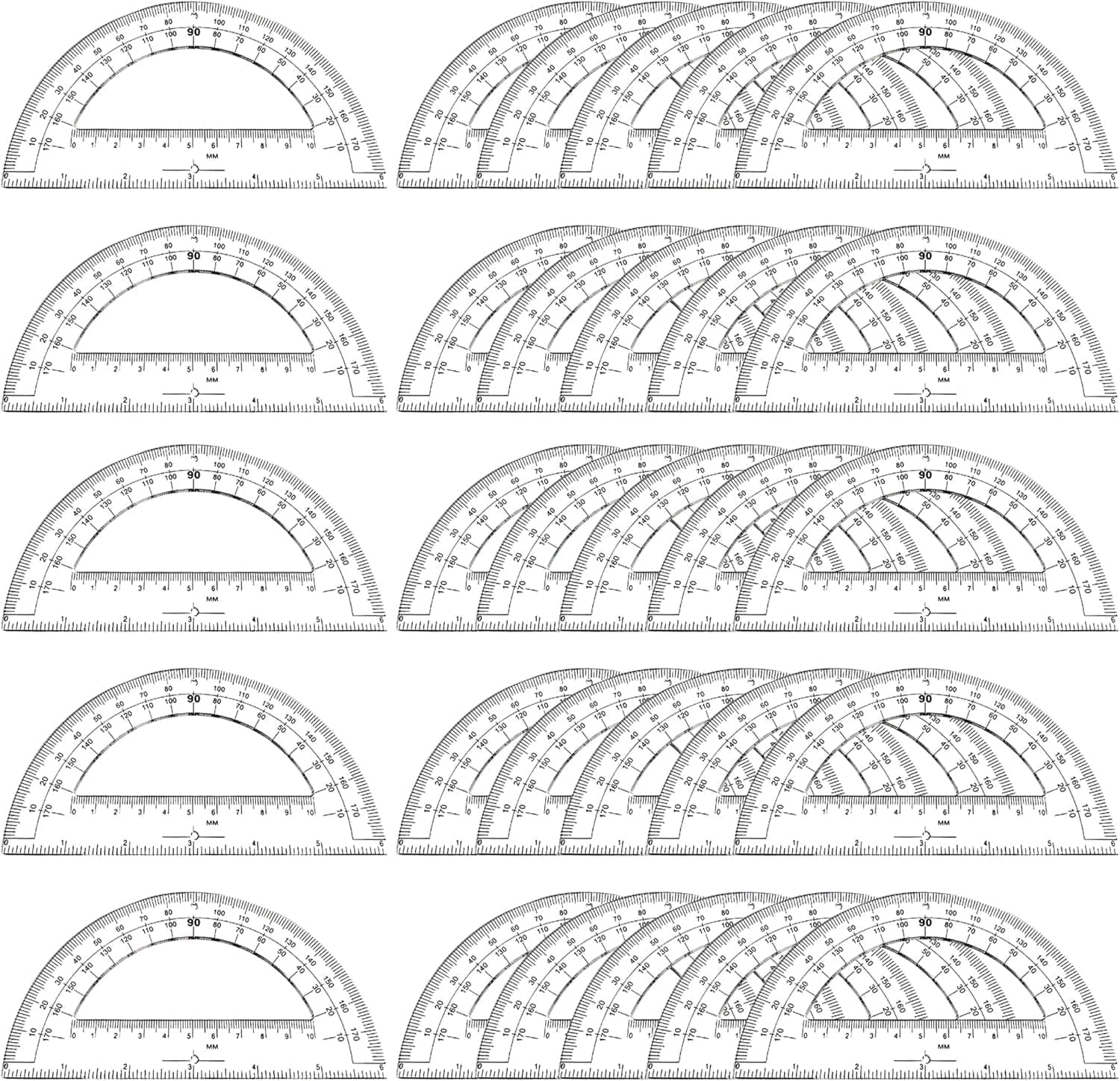 30-Pack Student Protractors, 6-Inch 180 Degree Clear Plastic Math ...
