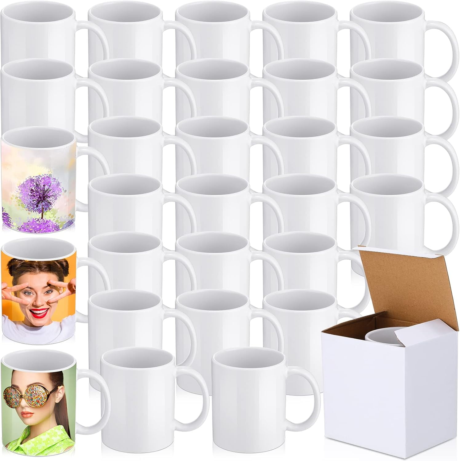 30 Pack Sublimation Mugs Bulk, 11 oz Sublimation Coffee Mugs White ...