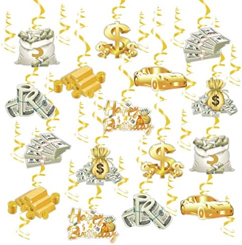 30 Pack(Swrils & Cutouts) Money Birthday Hanging Decorations Dollar ...
