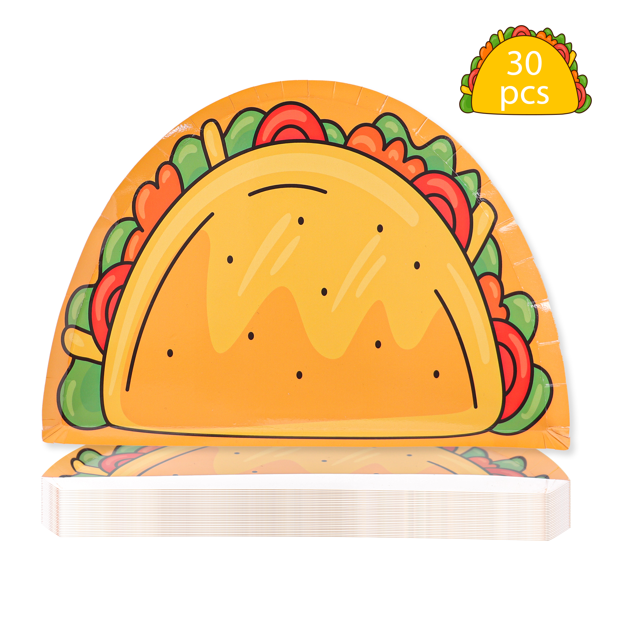 30 Pack Taco Paper Plates, Mexican Birthday Party Plates, Fiesta Party ...
