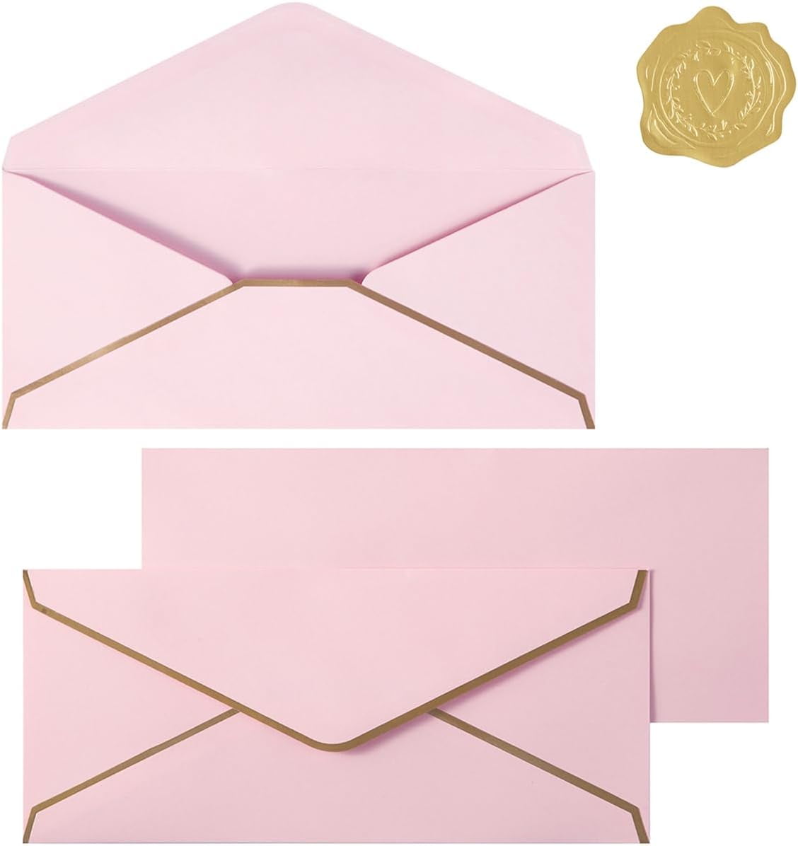 30 Pack Thick #10 Business Envelopes with Gold Border, 4 1/8 x 9 1/2 ...