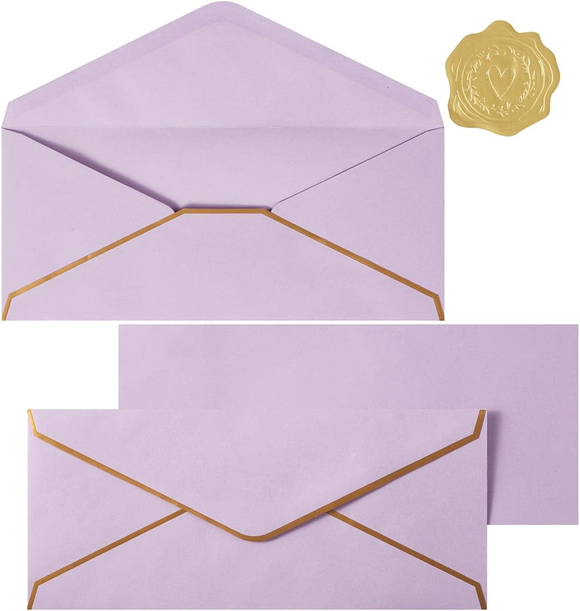 30 Pack Thick #10 Business Envelopes with Gold Border, 4 1/8 x 9 1/2 ...