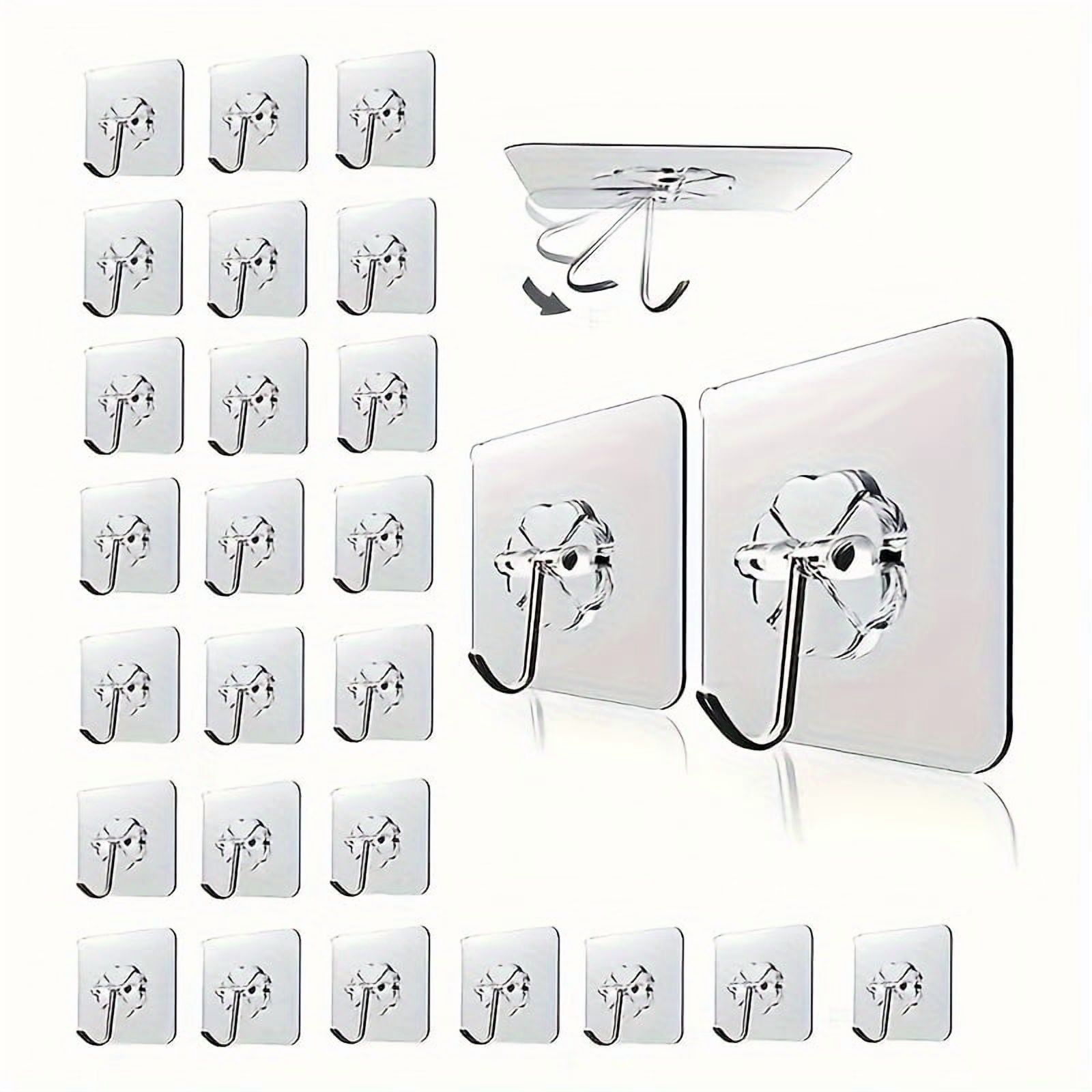 30-Pack Transparent Adhesive Wall Hooks – Removable Heavy-Duty Hangers ...