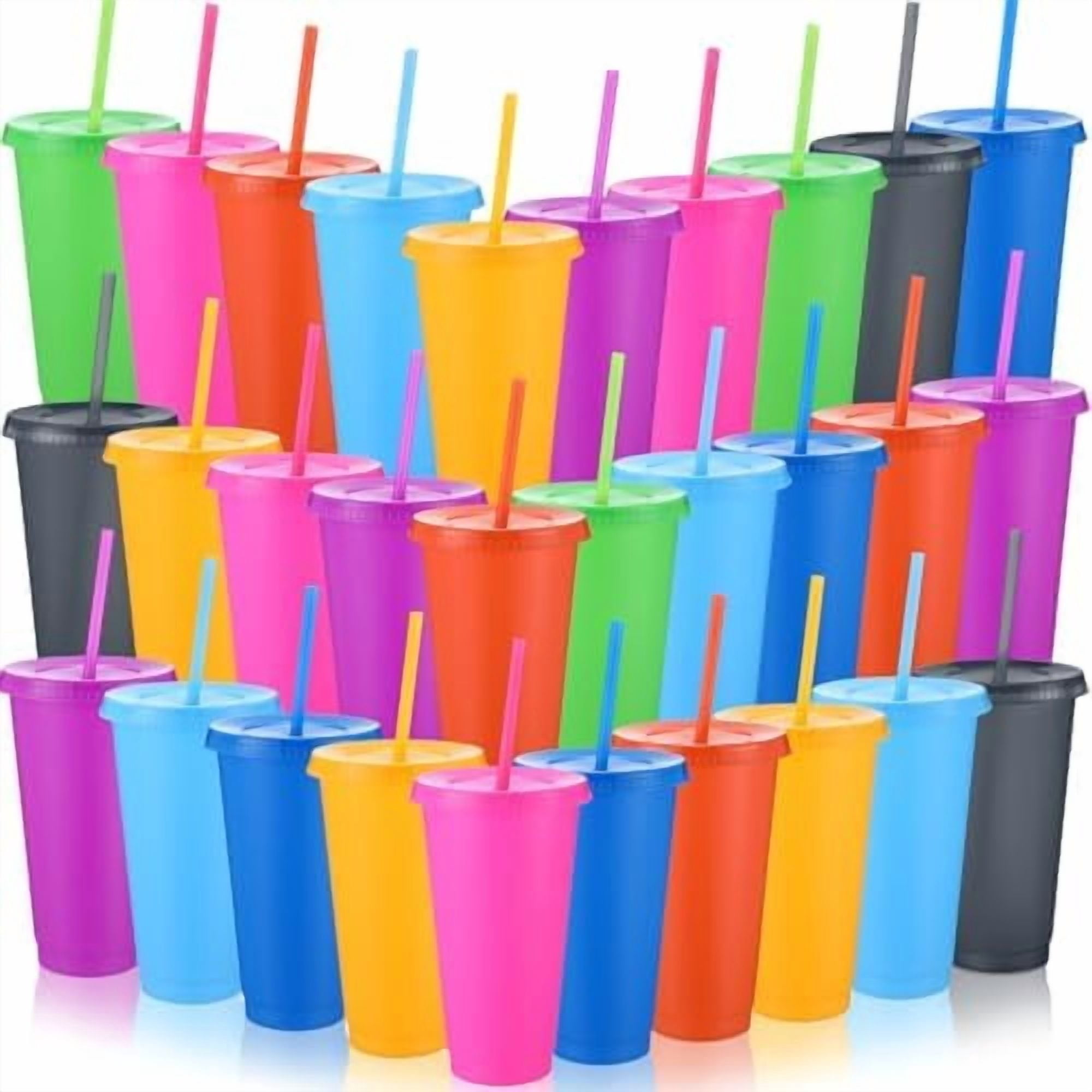 30 Pack Tumbler with Straw and Lid Bulk Cups for Gifts Water Bottle ...