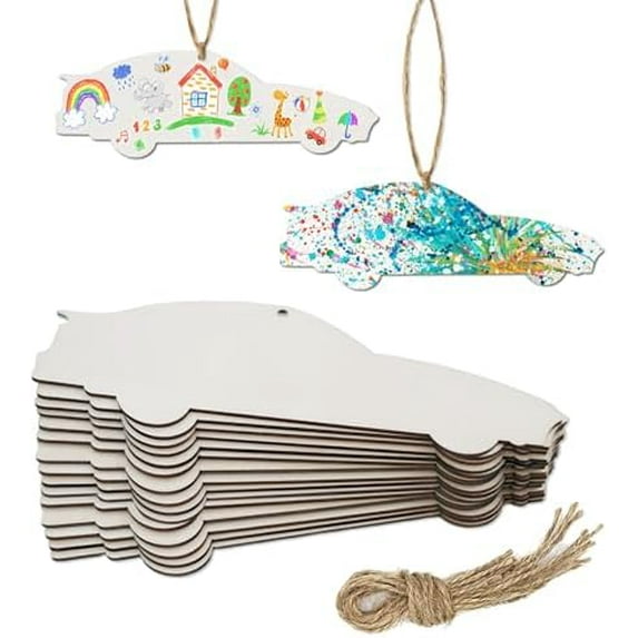 30 Pack Unfinished Race Car Wood Slices for DIY Craft Projects Wooden ...