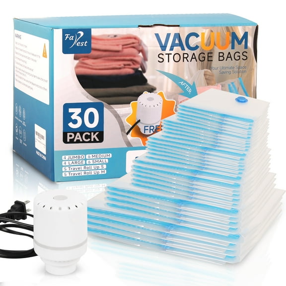 Travel Vacuum Storage Bags with Rechargeable Air Pump, 18 Pack Portable ...