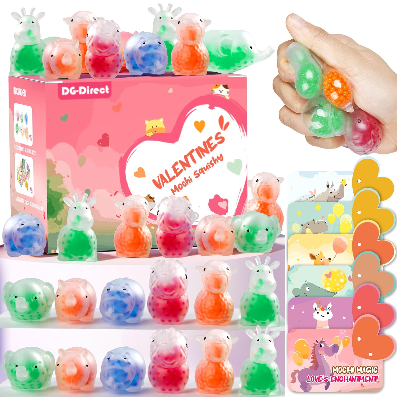 30 Pack Valentines Day Gifts Cards with Mochi Squishy Toys for Kids ...