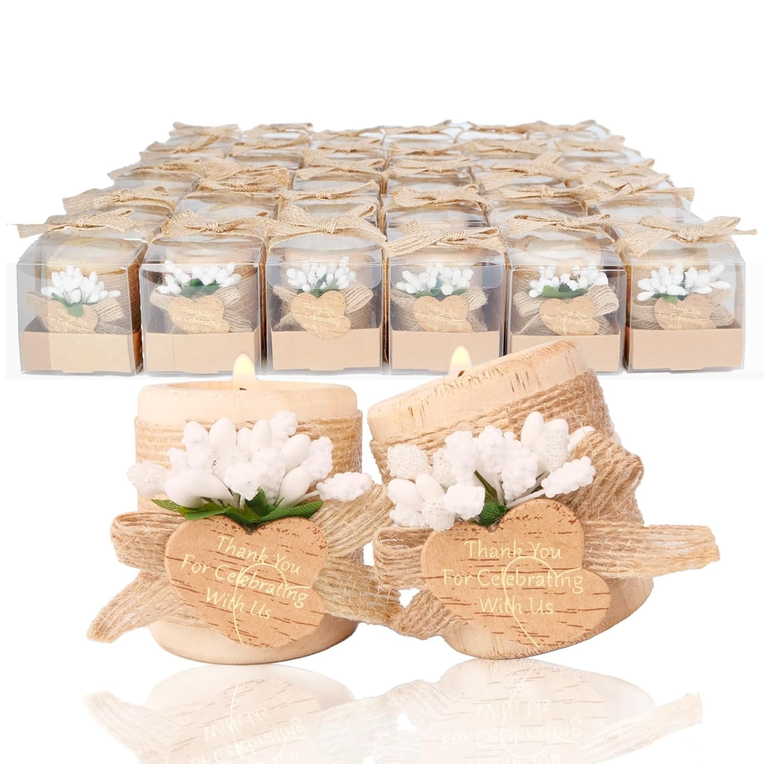 30 Pack Wedding Favors Wood Tealight Candle Holders, Bridal Shower ...
