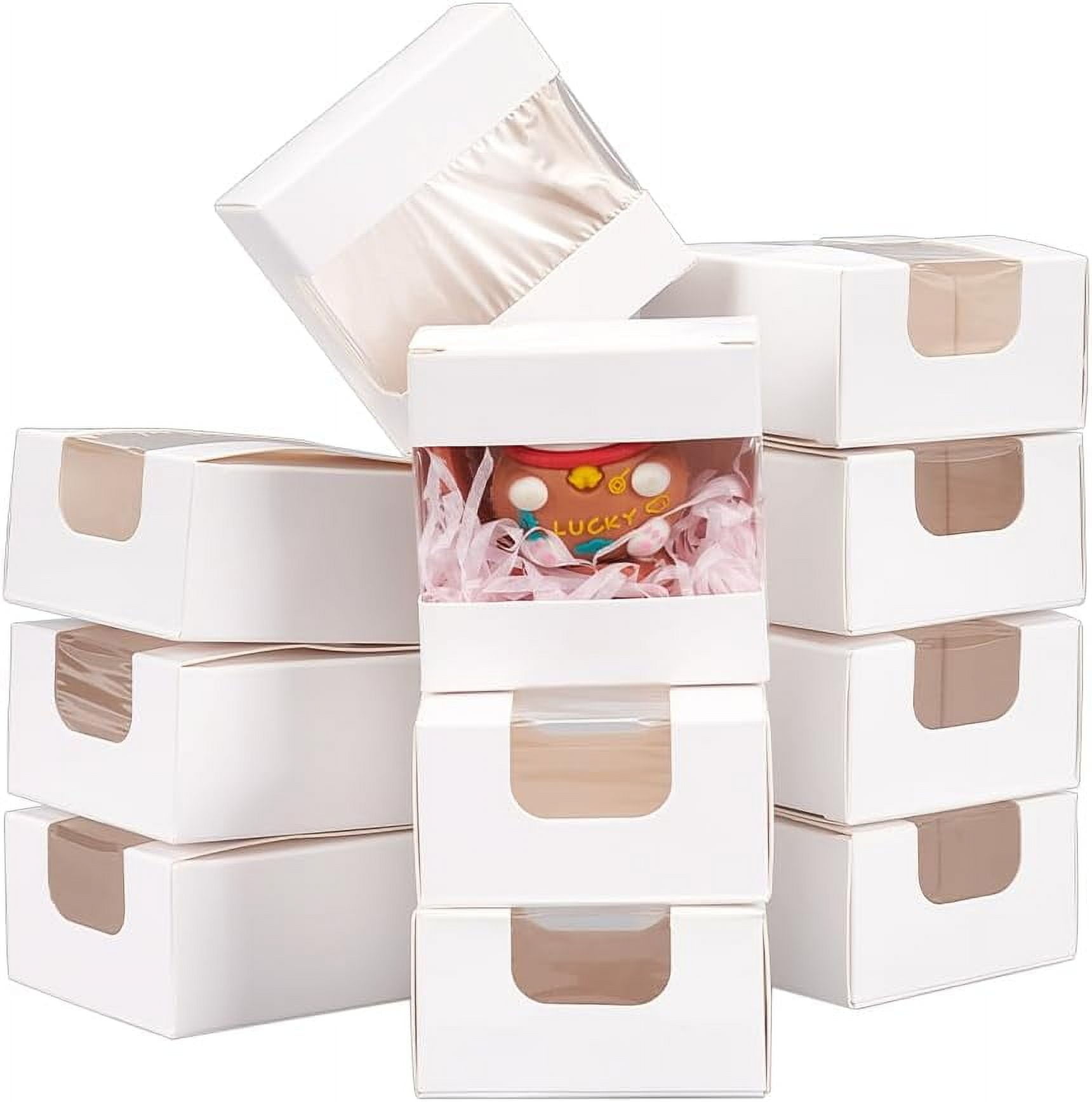30 Pack White Kraft Paper Boxes with Clear Window 2.6x2.6x1.4inch ...
