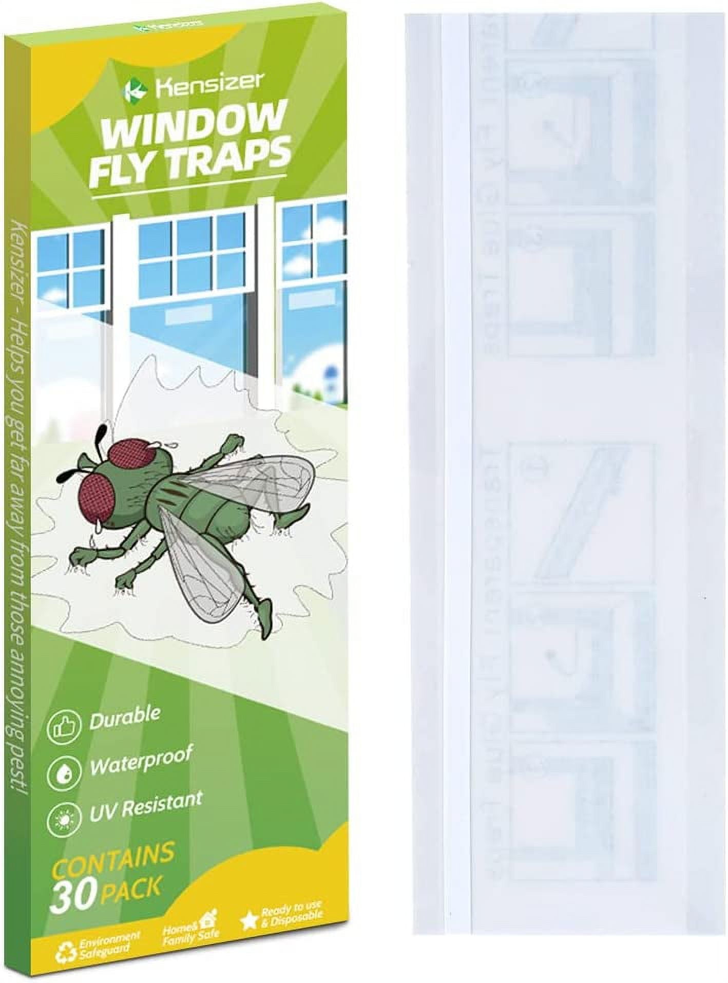 30-Pack Window Fly Traps for Indoors, Paper Sticky Strips, Fly Catcher ...