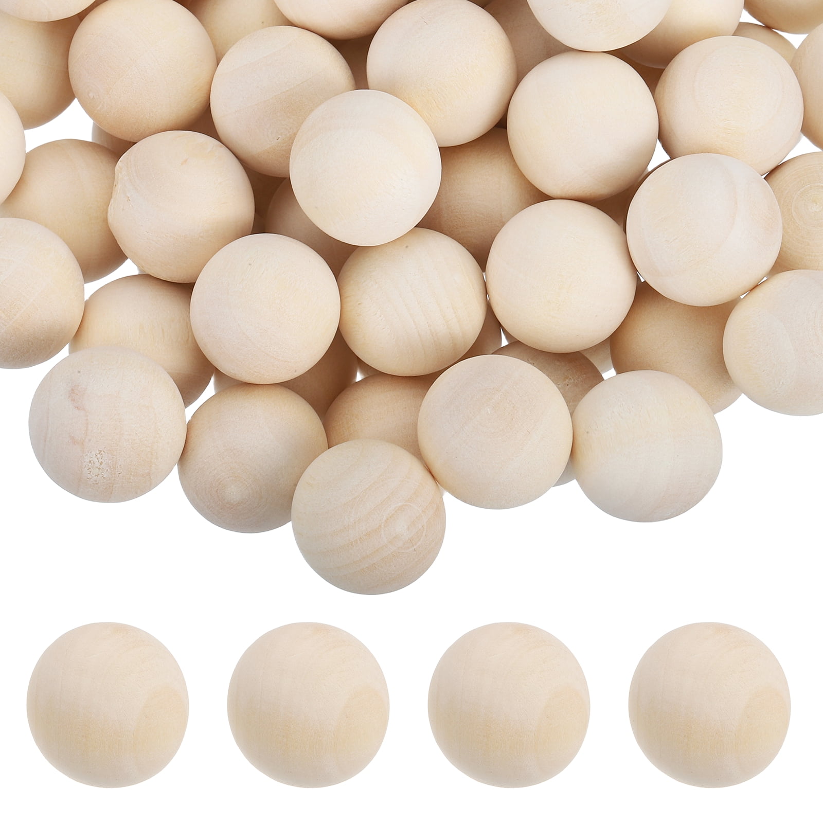 30 Pack Wood Balls, 22mm Unfinished Wooden Balls, Solid Hardwood Small ...