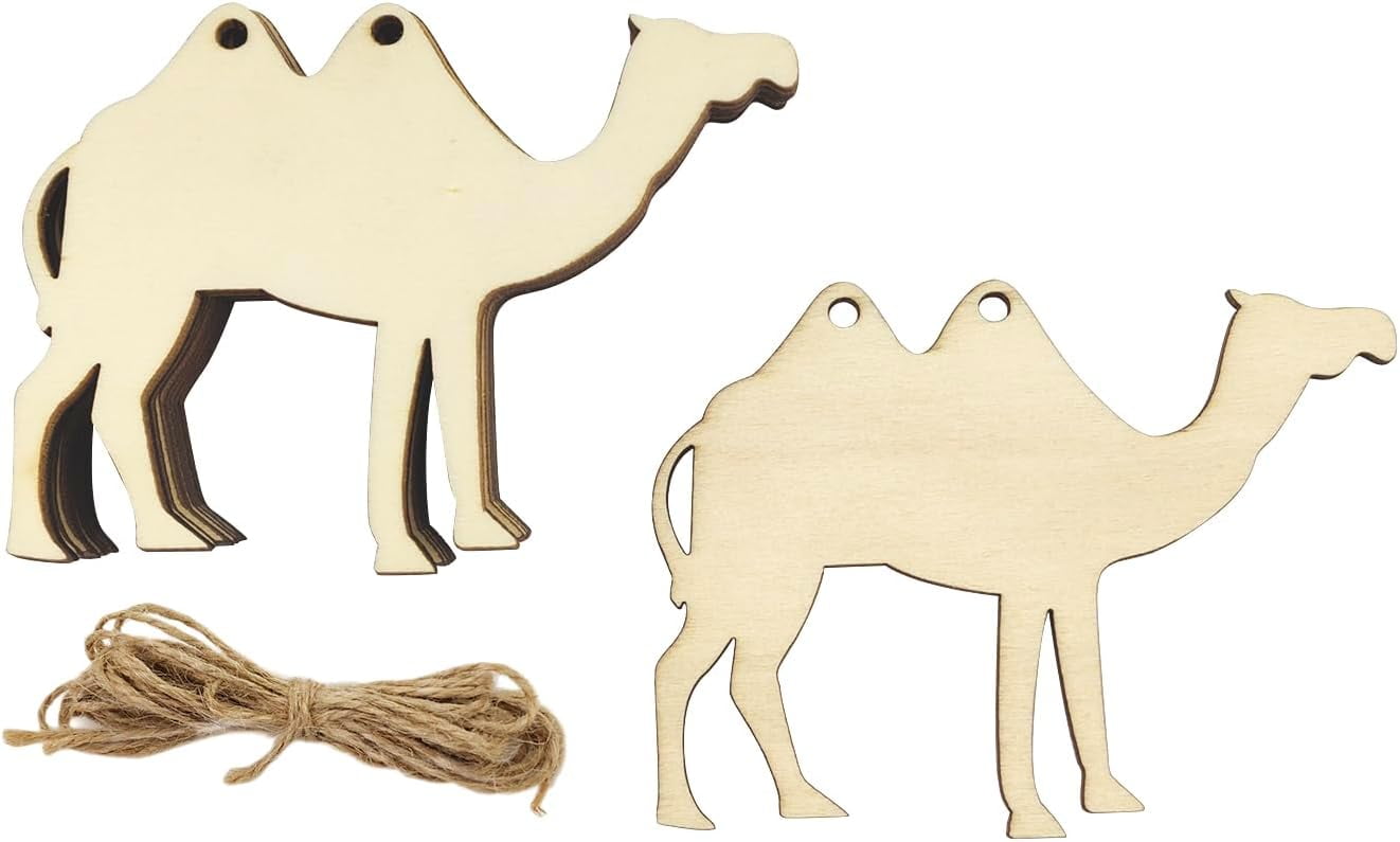 30 Pack Wood Camel Cutouts Unfinished Wooden Camel Hanging Ornaments ...