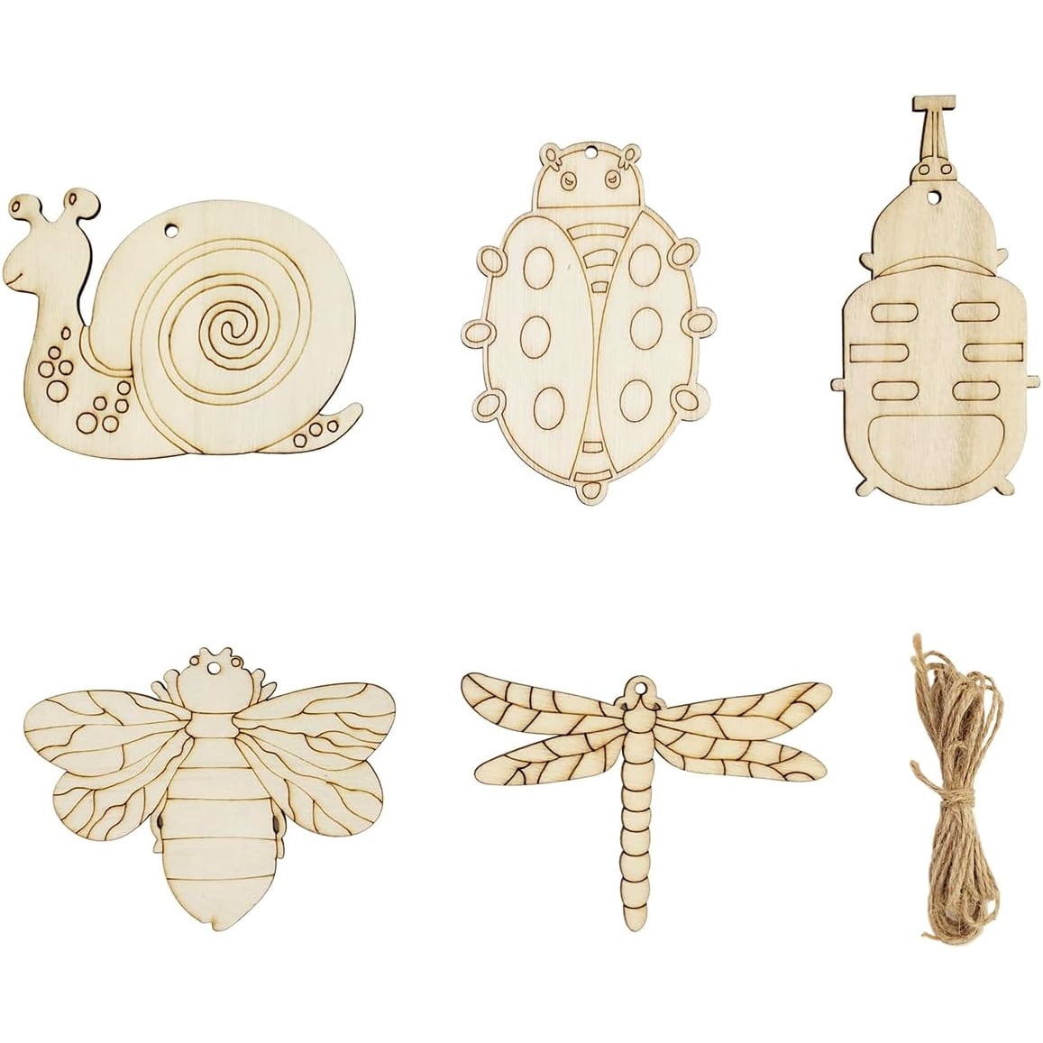 30 Pack Wood Insect Animal Cutouts Wooden Insect Animals Paint Crafts ...