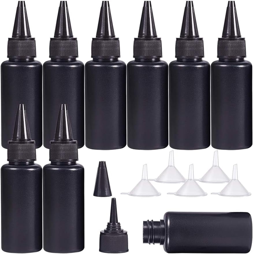 30 Packs 1oz Black Plastic Squeeze Dispensing Bottles UV Glue Bottles ...