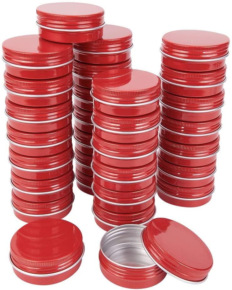 30 Packs 1oz Red Round Tin Cans Screw Top Aluminum Cans for Storing ...