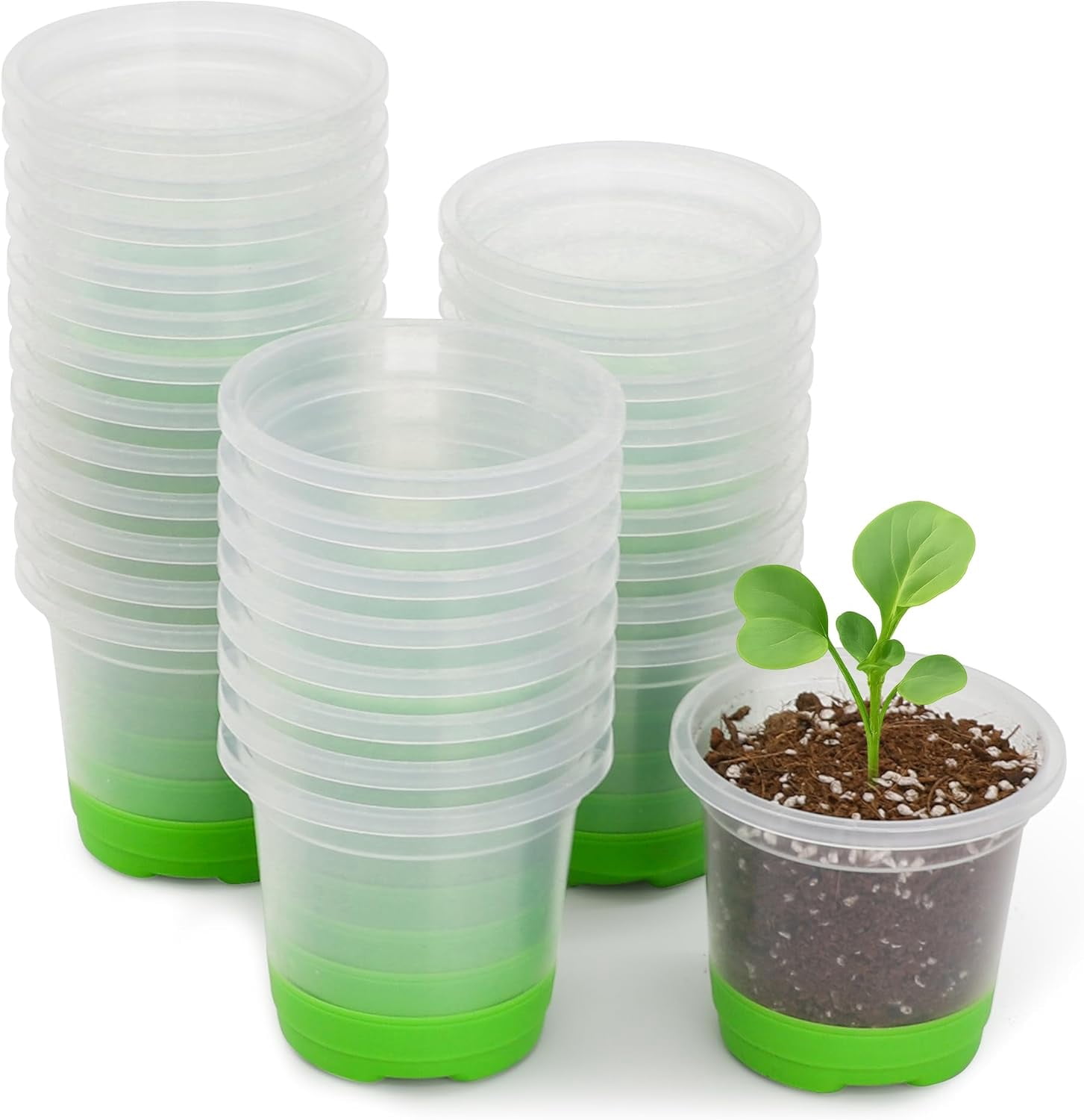 30 Packs 3.5 Inch Reinforced Nursery Pots with Silicone Base for Easy ...